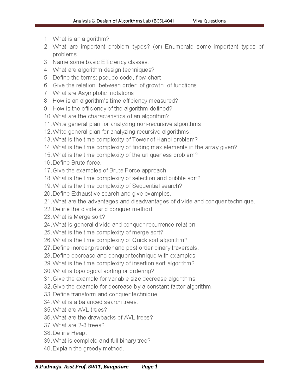 Viva Questions - viva - Analysis & Design of Algorithms Lab (BCSL404 ...