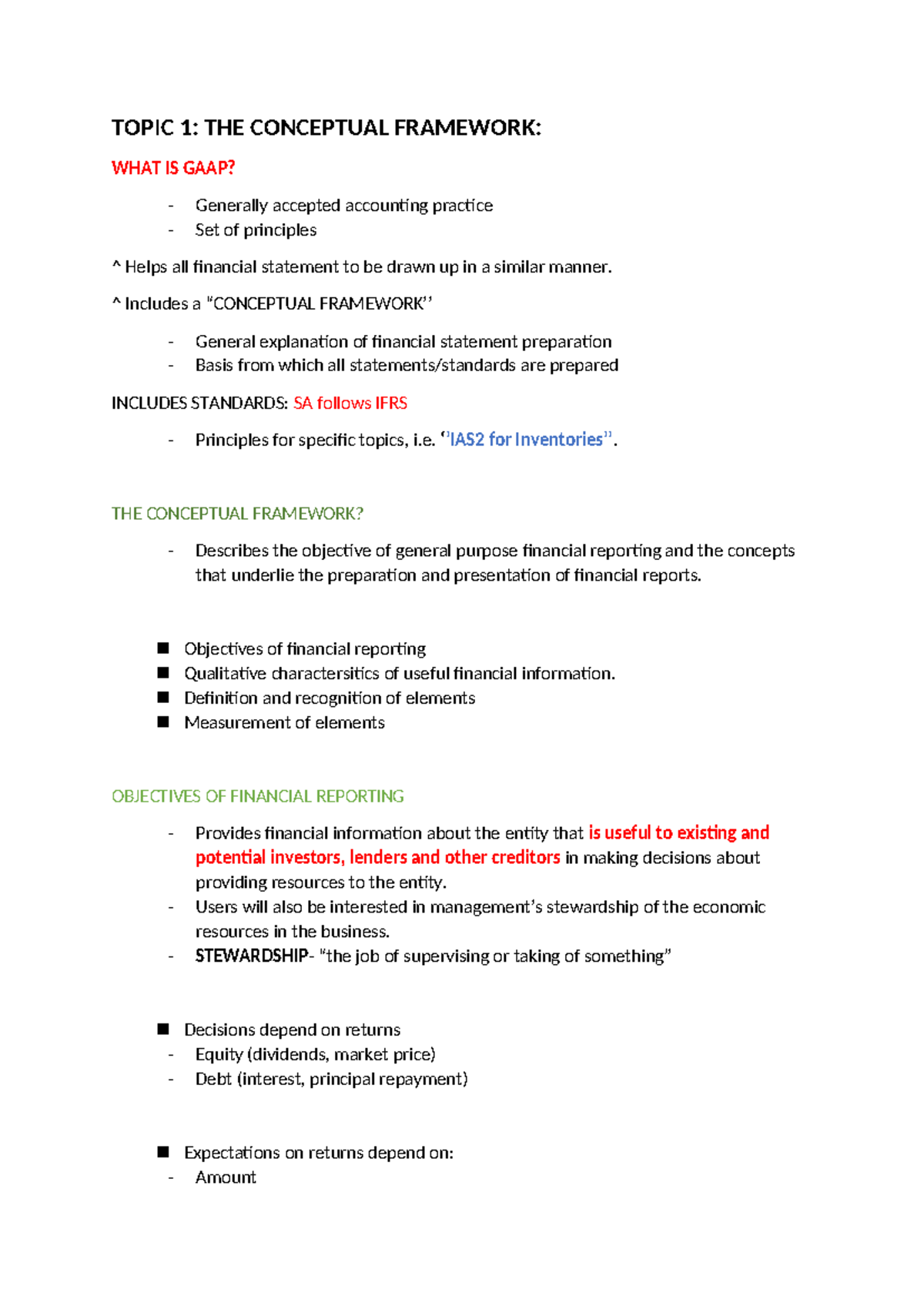 Title: Topic 1 - The Conceptual Framework [ACC101 - Chapter 4 Notes ...