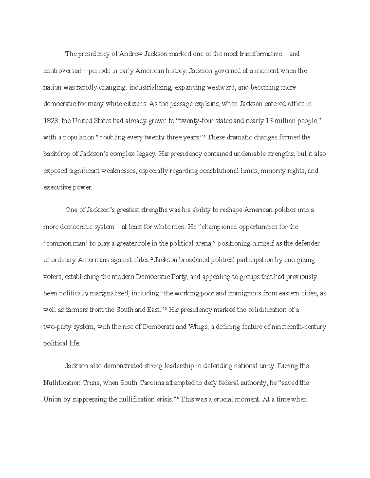 Andrew Jackson's Presidency: A Complex Legacy in American History - Studocu