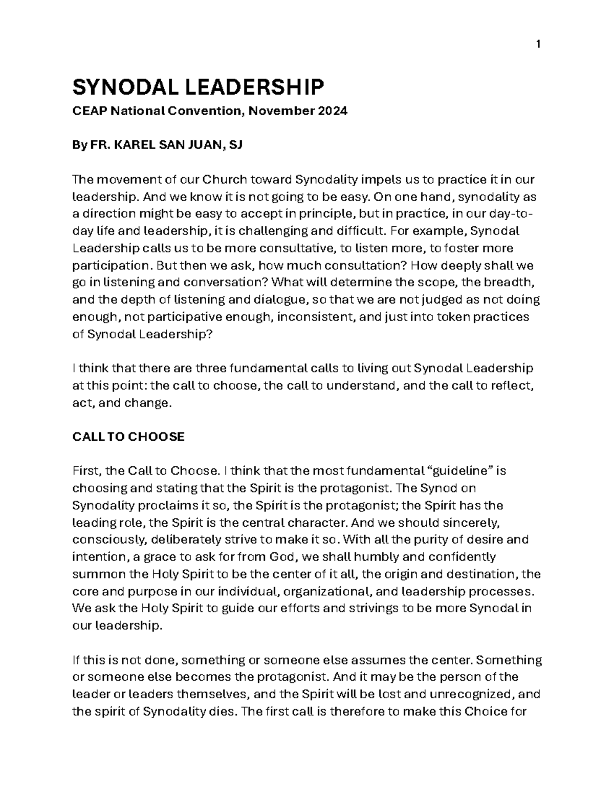Synodal Leadership Final Document - Insights and Reflections - Studocu