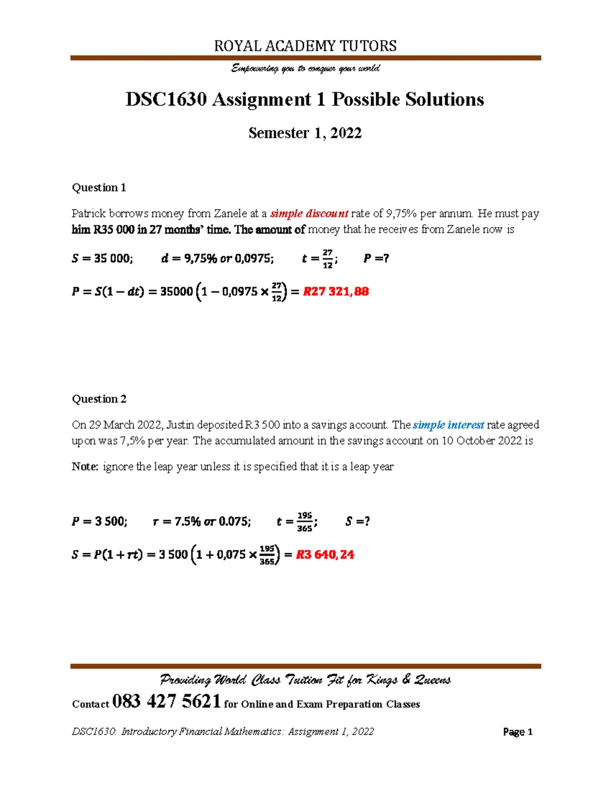DSC1630 Question Papers - DSC1630 - Studocu