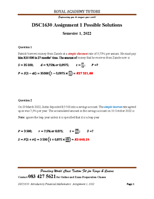 [Solved] Quarterly deposits of R400 each are made into a bank account ...