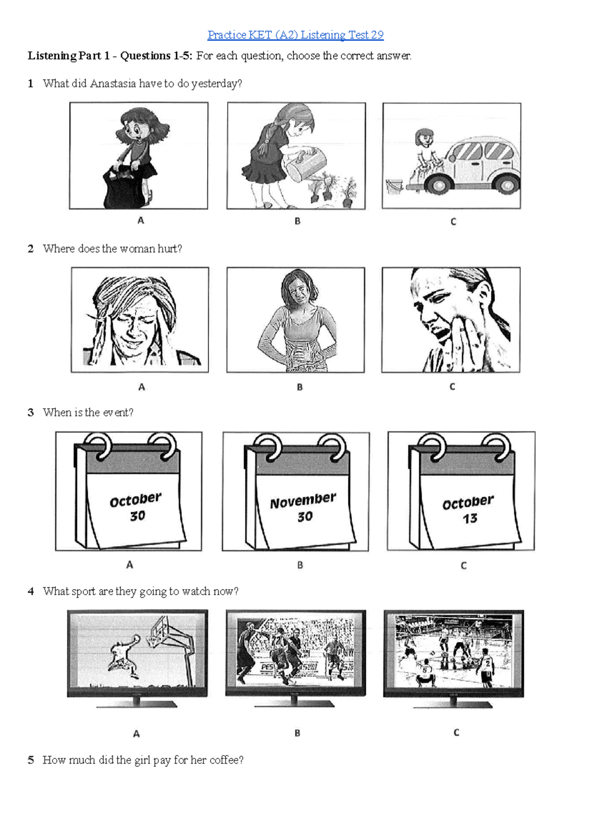 Practice KET (A2) Listening Test - Complete Guide and Exercises - Studocu