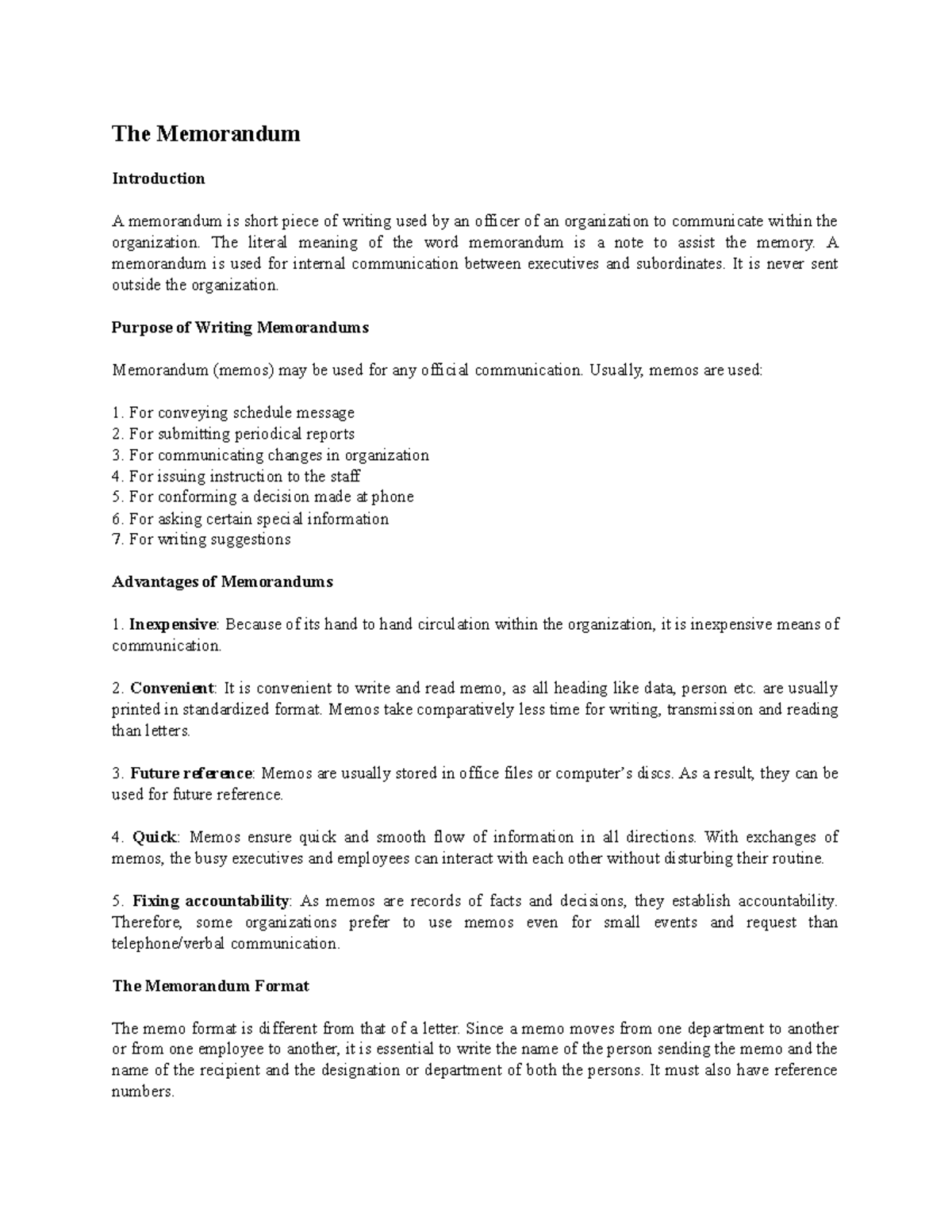 The-Memorandum - The-Memorandum - The Memorandum Introduction A memorandum is short piece of ...