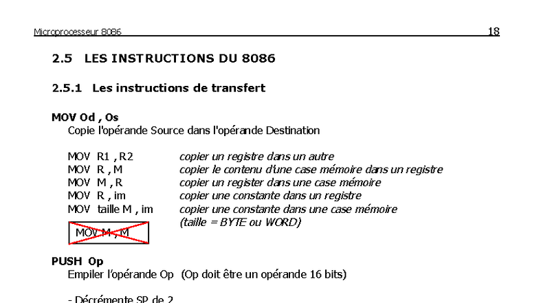 Instructions Assembleur 8086 : Transferts et Opérations Arithmétiques ...