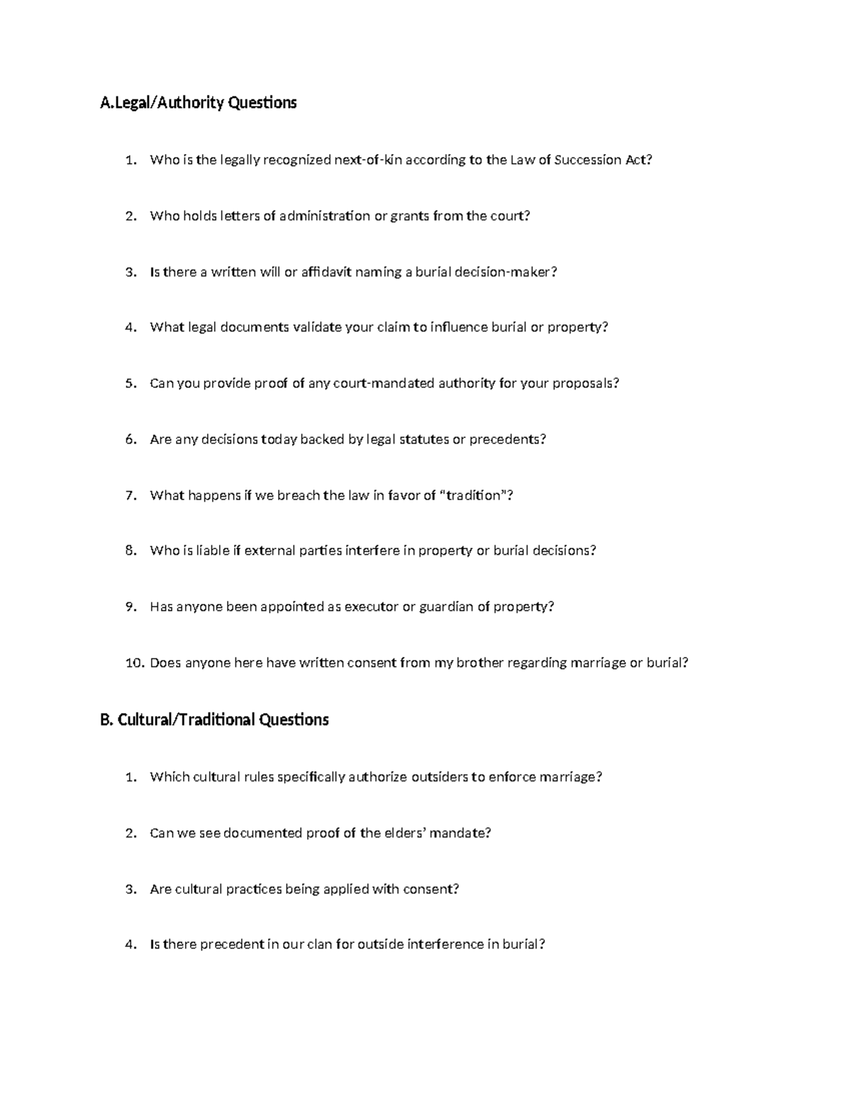 Legal Questions and Cultural Considerations: A Guide for Succession and ...