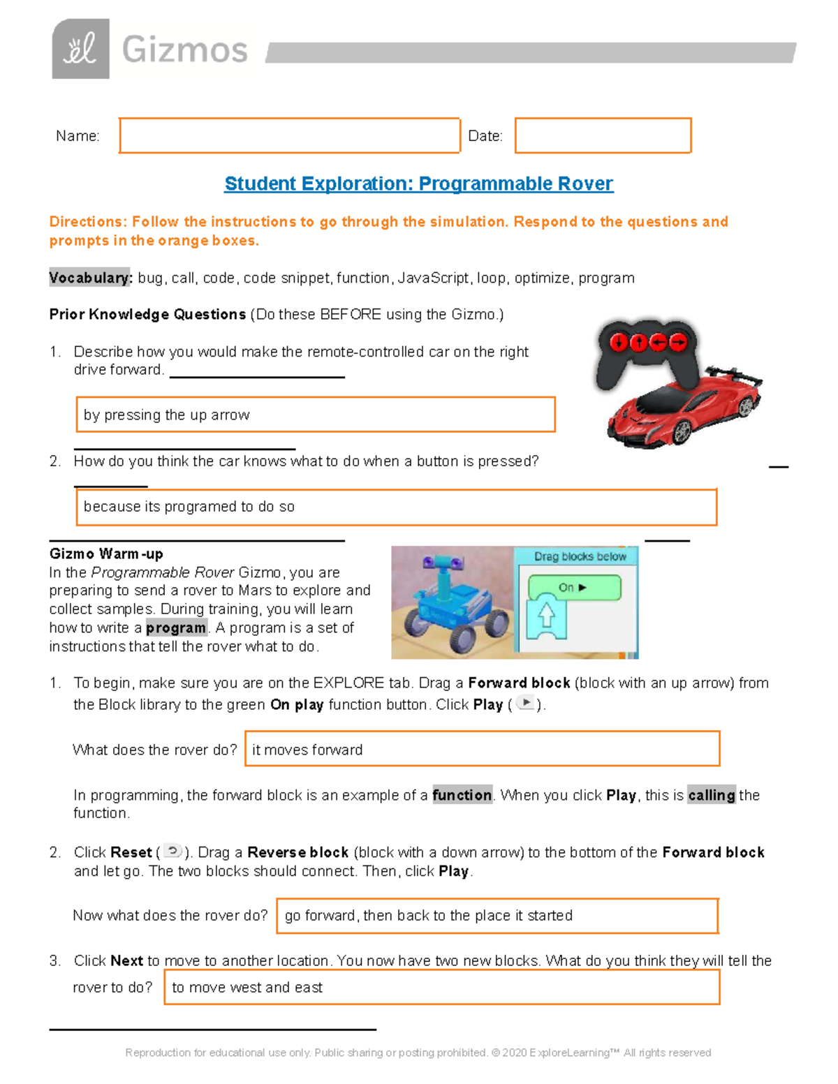 Programmable Rover Exploration SE Guide - 411 - 17254677 - Studocu