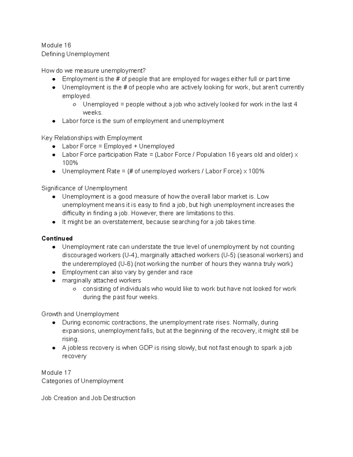 Module 19: Measuring Inflation and Unemployment Concepts Overview - Studocu