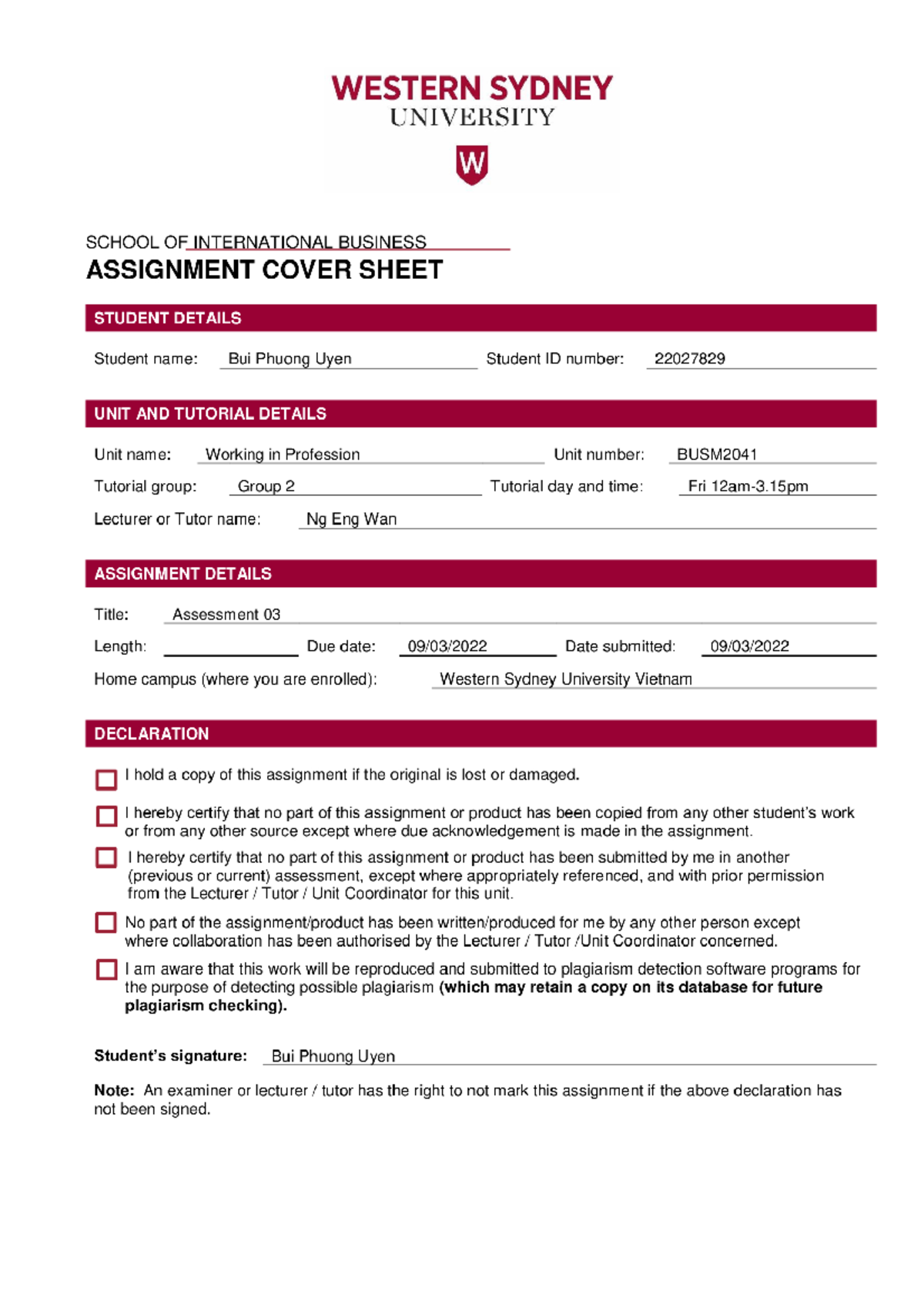 Individual Assignment cover sheet 1 1 - Professional Communication ...