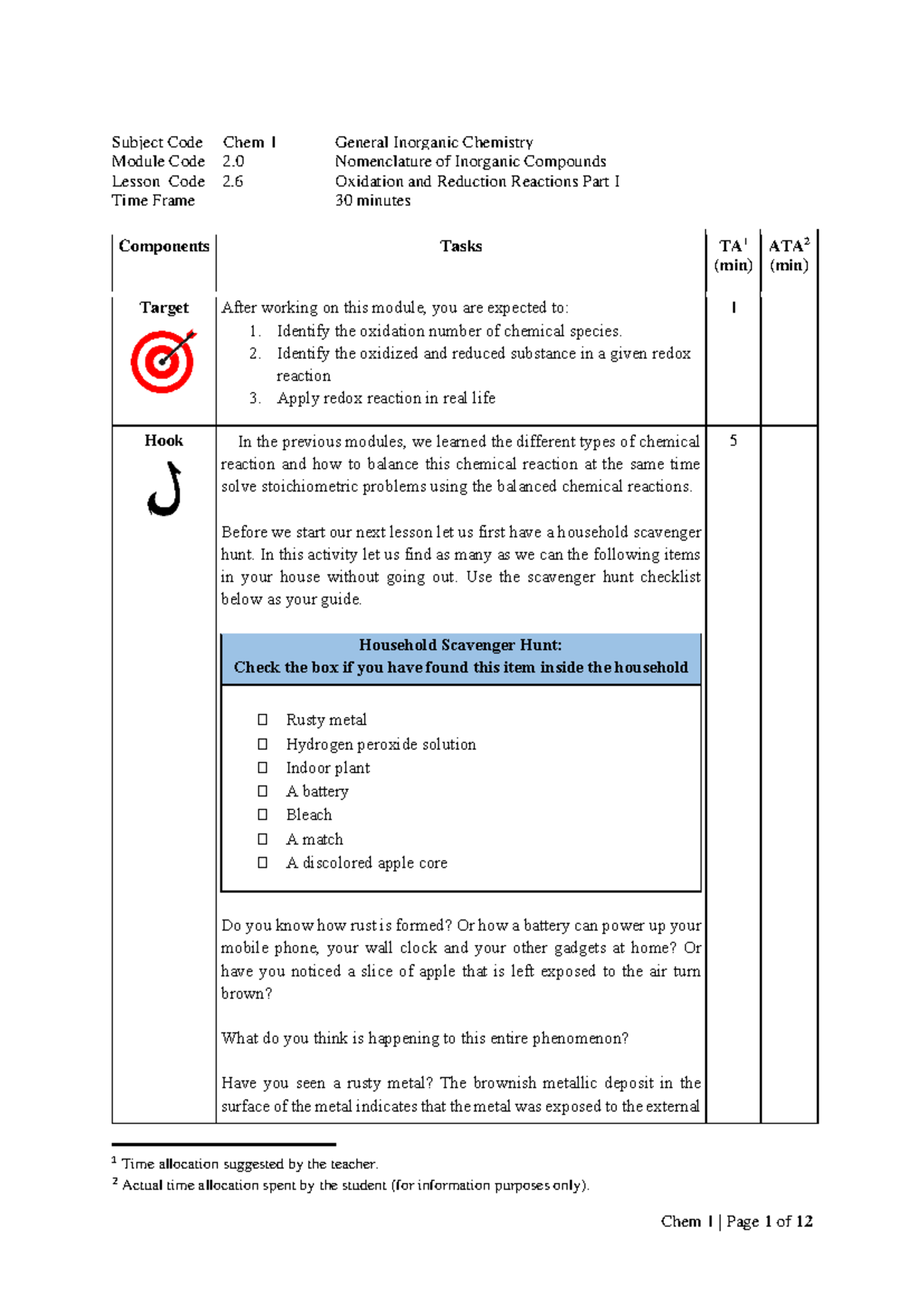Chem 1 Module 2.6: Inorganic Compounds & Redox Reactions Lesson - Studocu