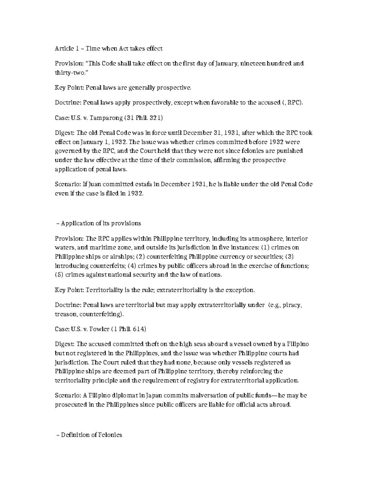Compiled Reviewer - Crim Law: Articles on Penal Provisions and ...