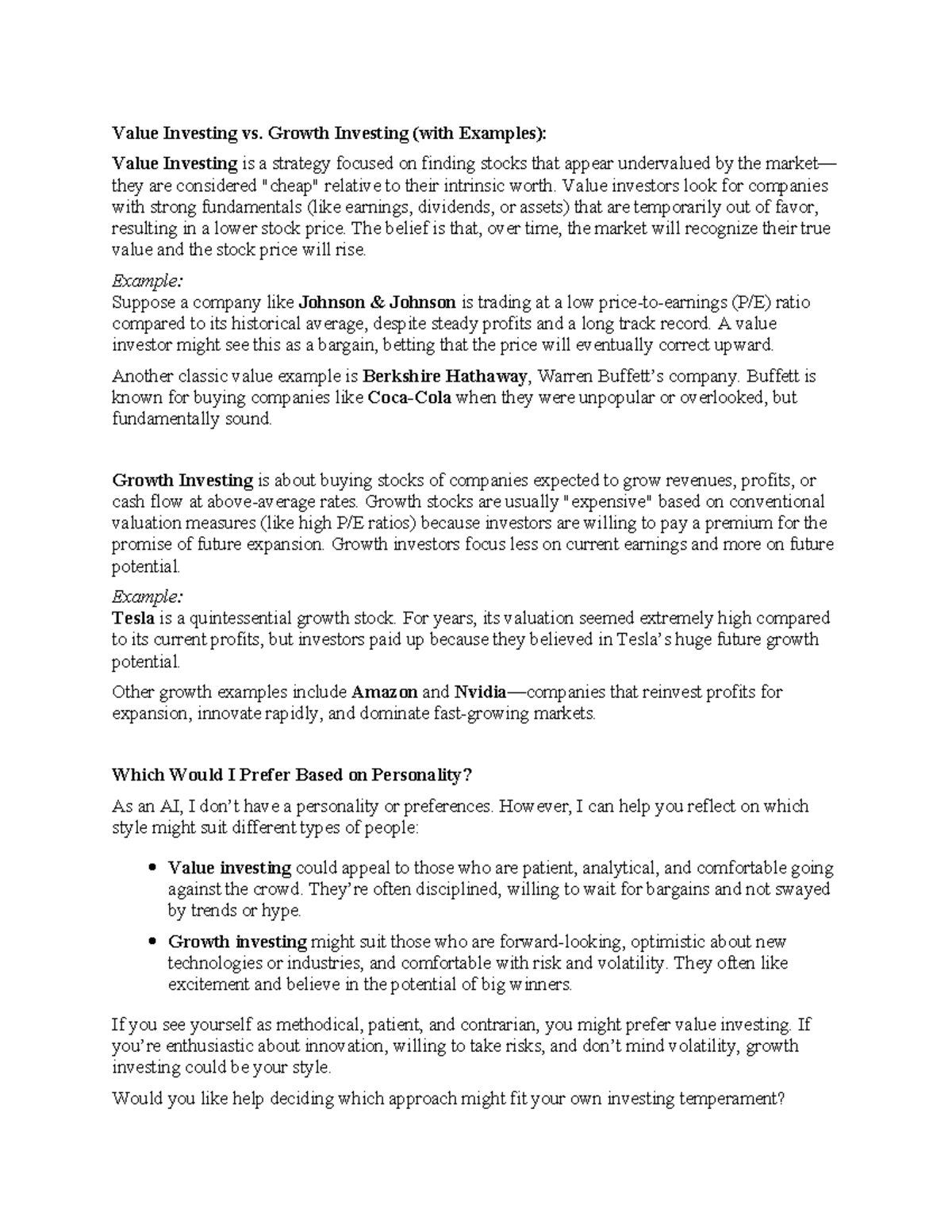 Value vs. Growth Investing: Strategies & Examples (FIN 340) - Studocu