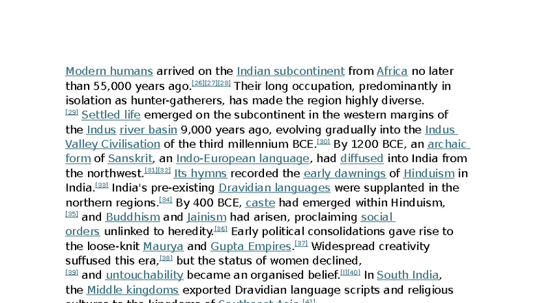 Modern Humans in India: From Africa to Indus Valley Civilisation - Studocu