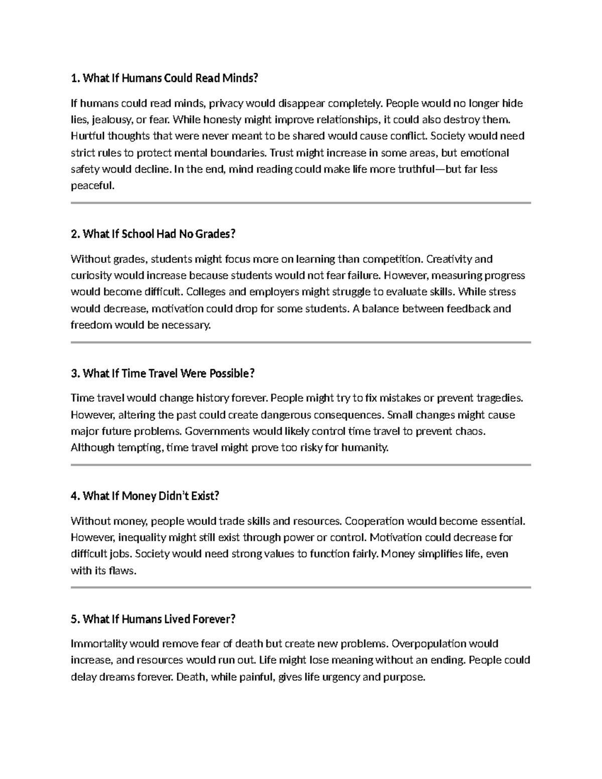 ENG 101: Essay 1 - Exploring Hypothetical Scenarios on Humanity - Studocu