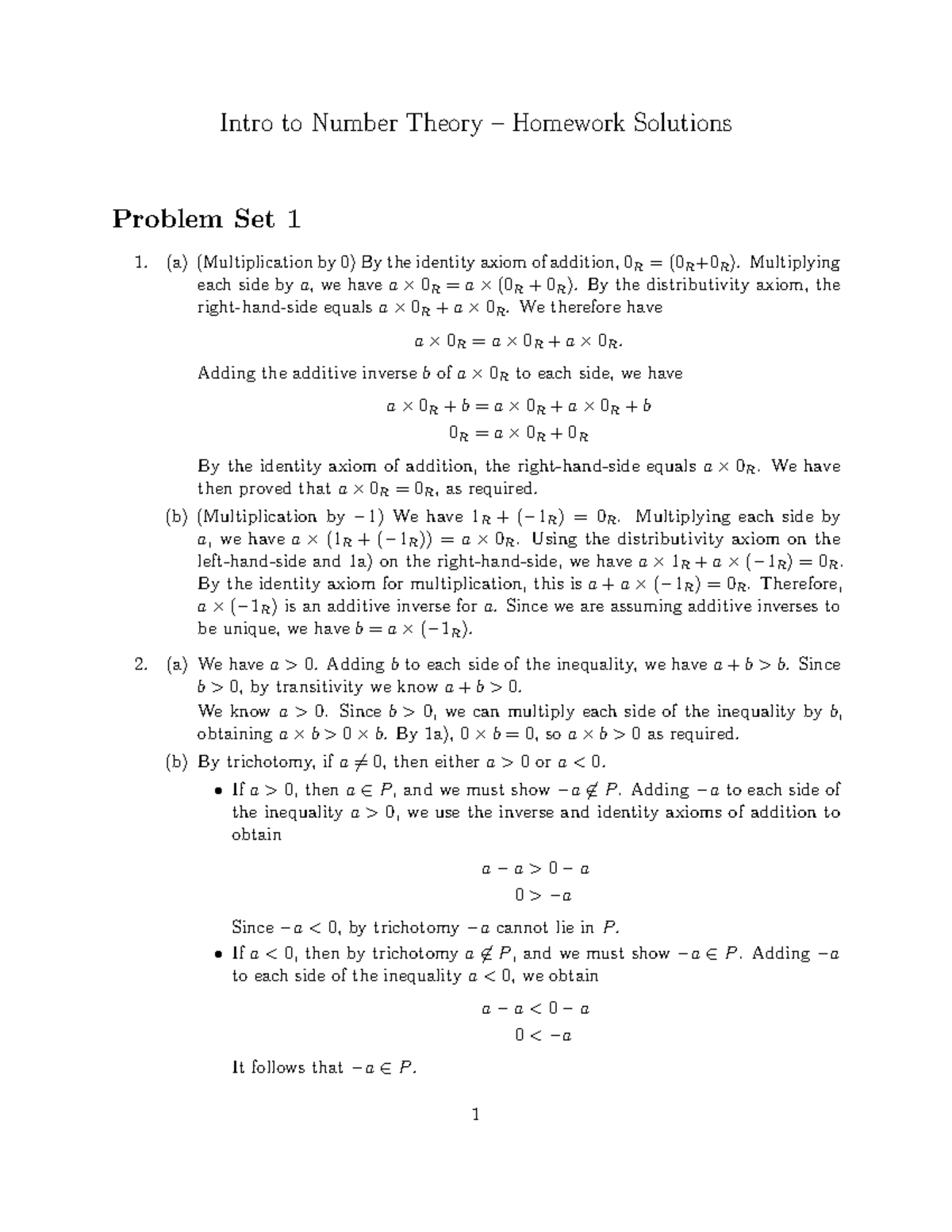 Homework Solutions - Intro to Number Theory – Homework Solutions ...
