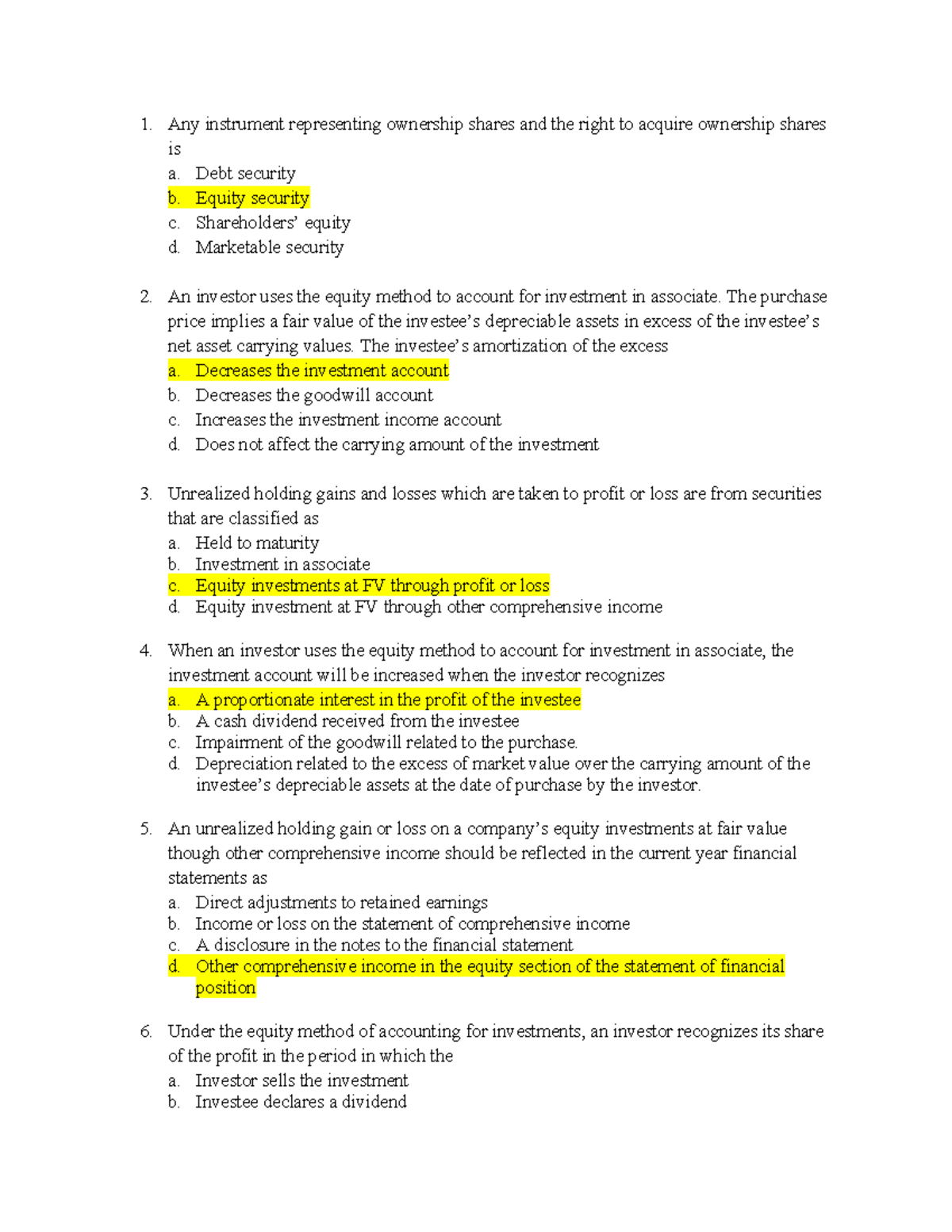 Equity Investment Theory Notes for FIN 101 - Studocu