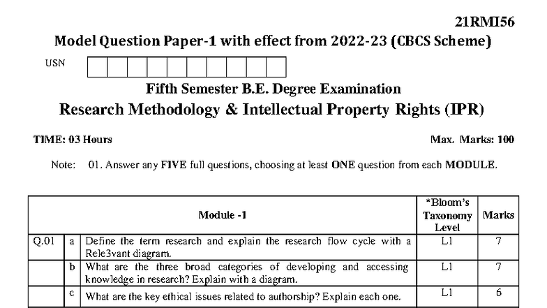21RMI56 model paper - In the vtu exam and easy point wise and easy to ...