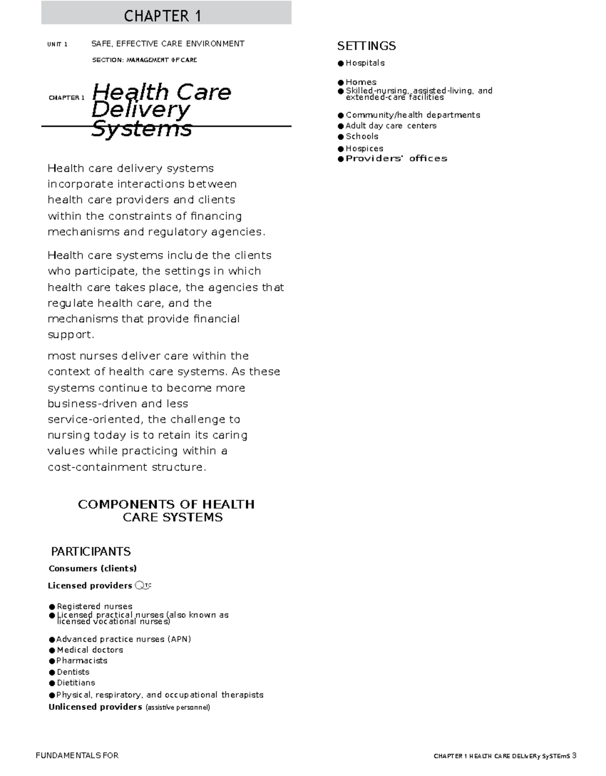 ATI CH1: Understanding Health Care Delivery Systems and Components ...