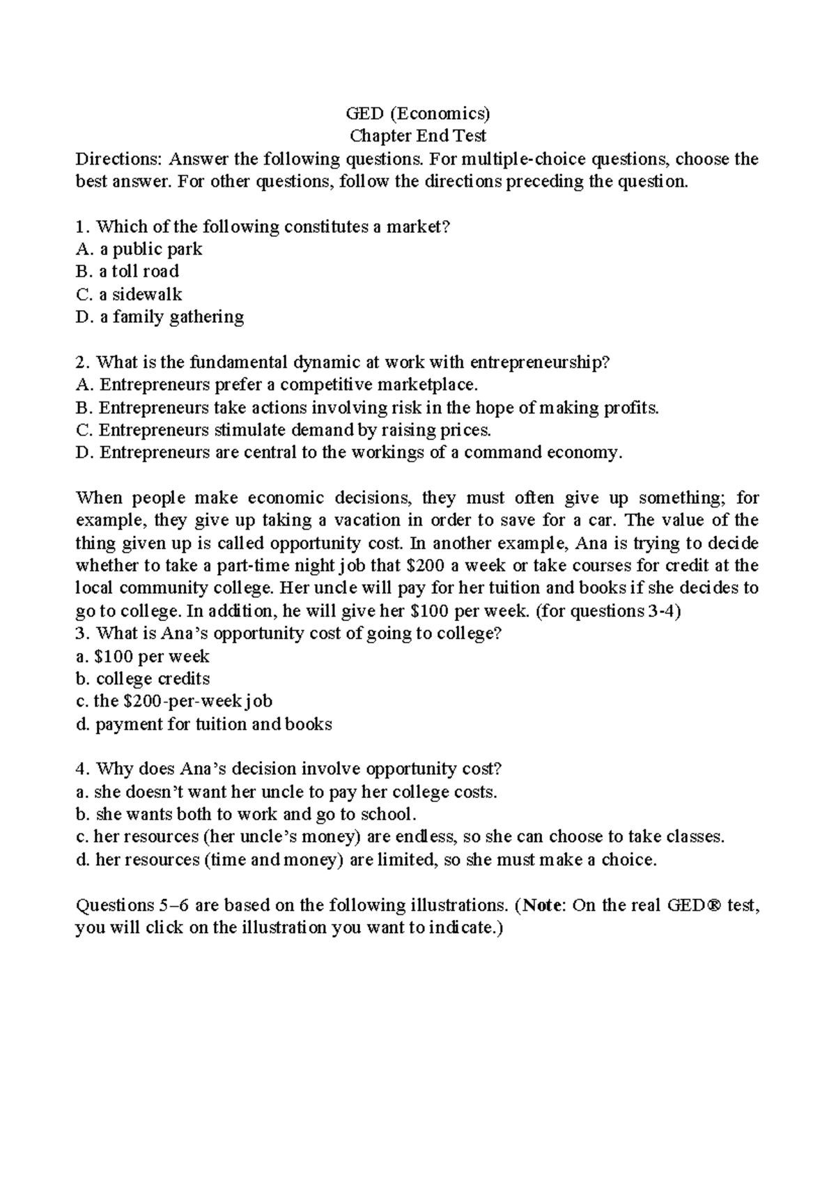 GED (Economics) Chapter End Test: Key Concepts & Questions - Studocu