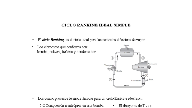 CICLO RANKINE IDEAL SIMPLE: Fundamentos y Eficiencia Térmica - Studocu