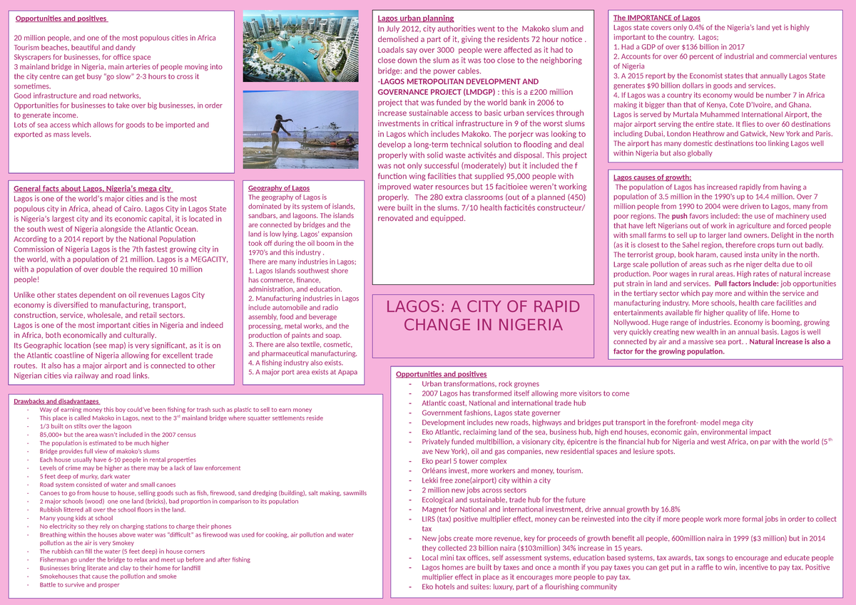Lagos: A Rapidly Transforming Mega City in Nigeria - Opportunities & Challenges - Studocu