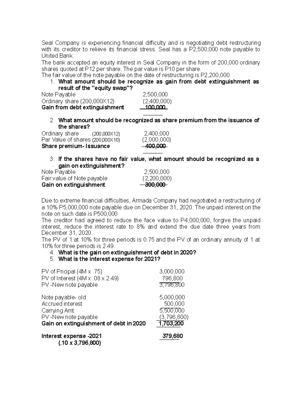 Assignment Week 2: Debt Restructuring Case Study Analysis - Studocu