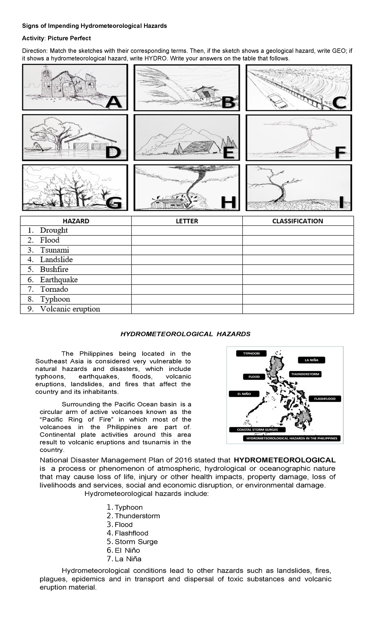 Signs of Impending Hydrometeorological Hazards - Then, if the sketch ...
