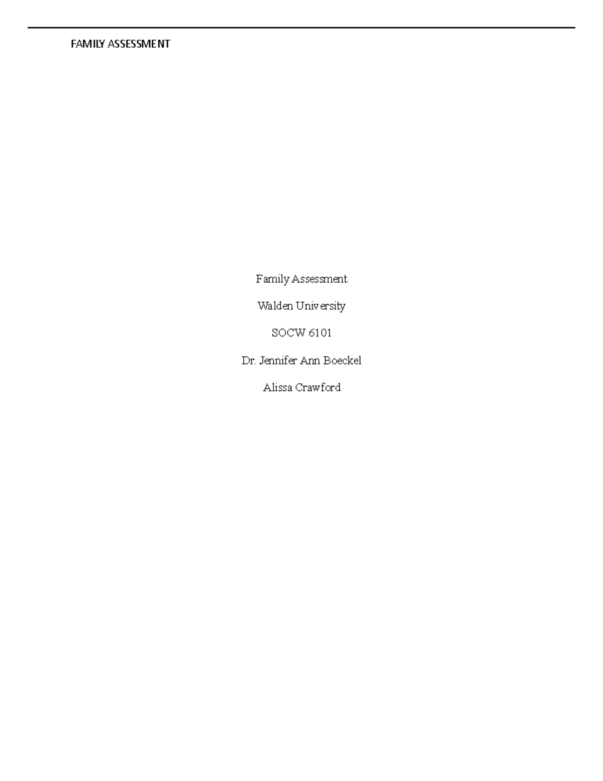 SOCW 6101 WEEK 3 Family Assessment Assignment Analysis - Studocu