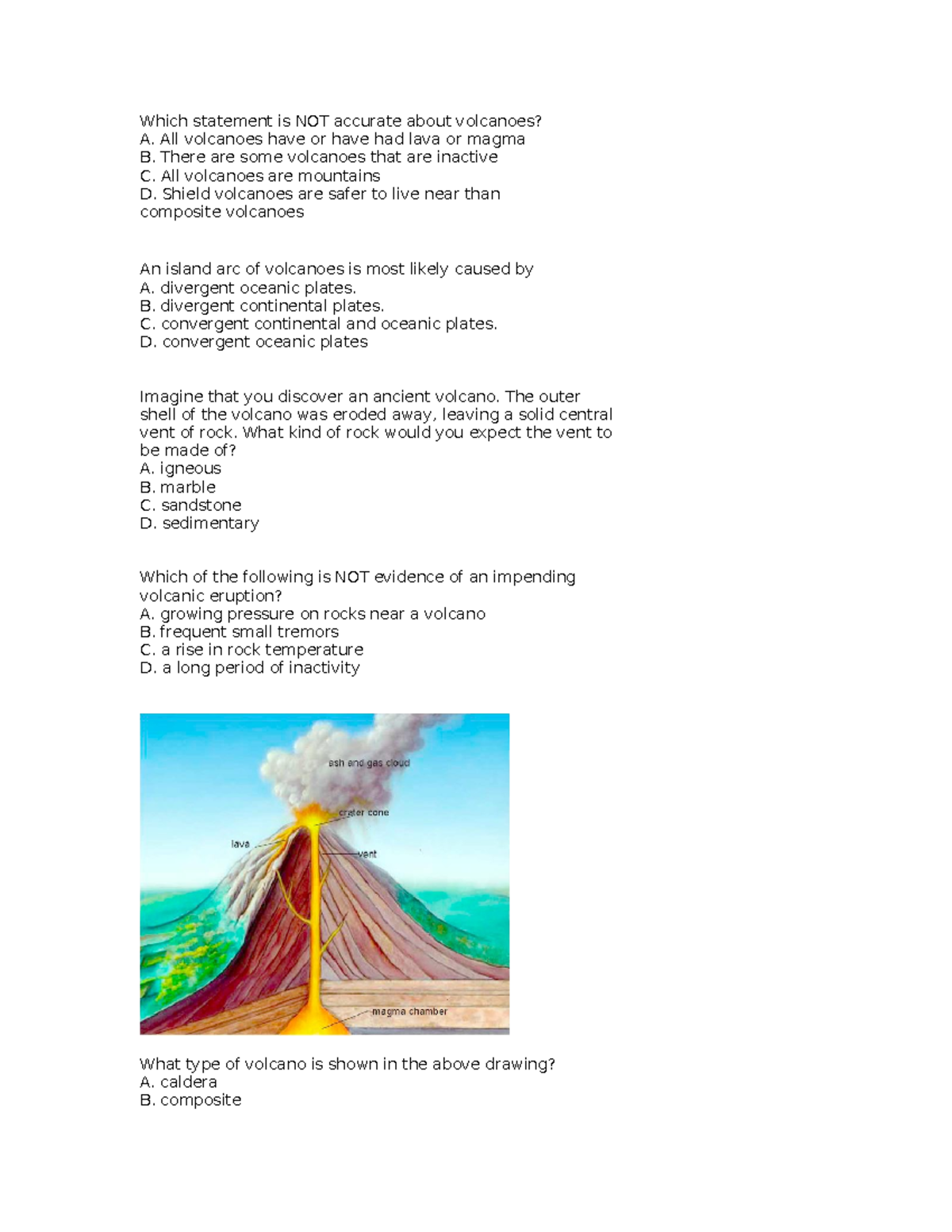 Volcanoes Unit Assessment: Key Concepts and Exam Questions - Studocu