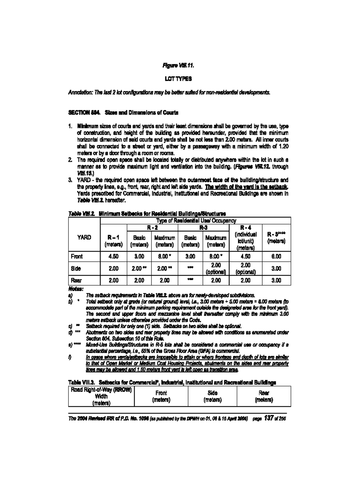 Setback Regulations and Lot Configurations: Section 804 Guidelines ...