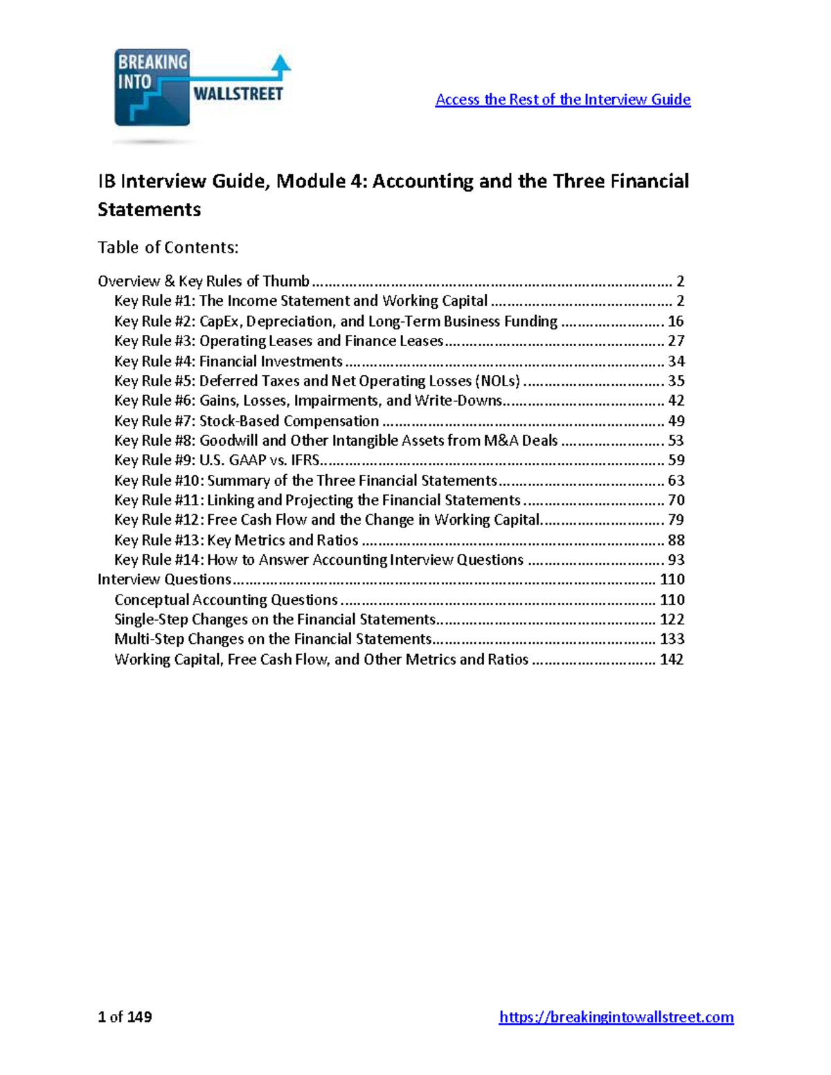 IB Interview Guide: Module 4 - Accounting & Financial Statements ...