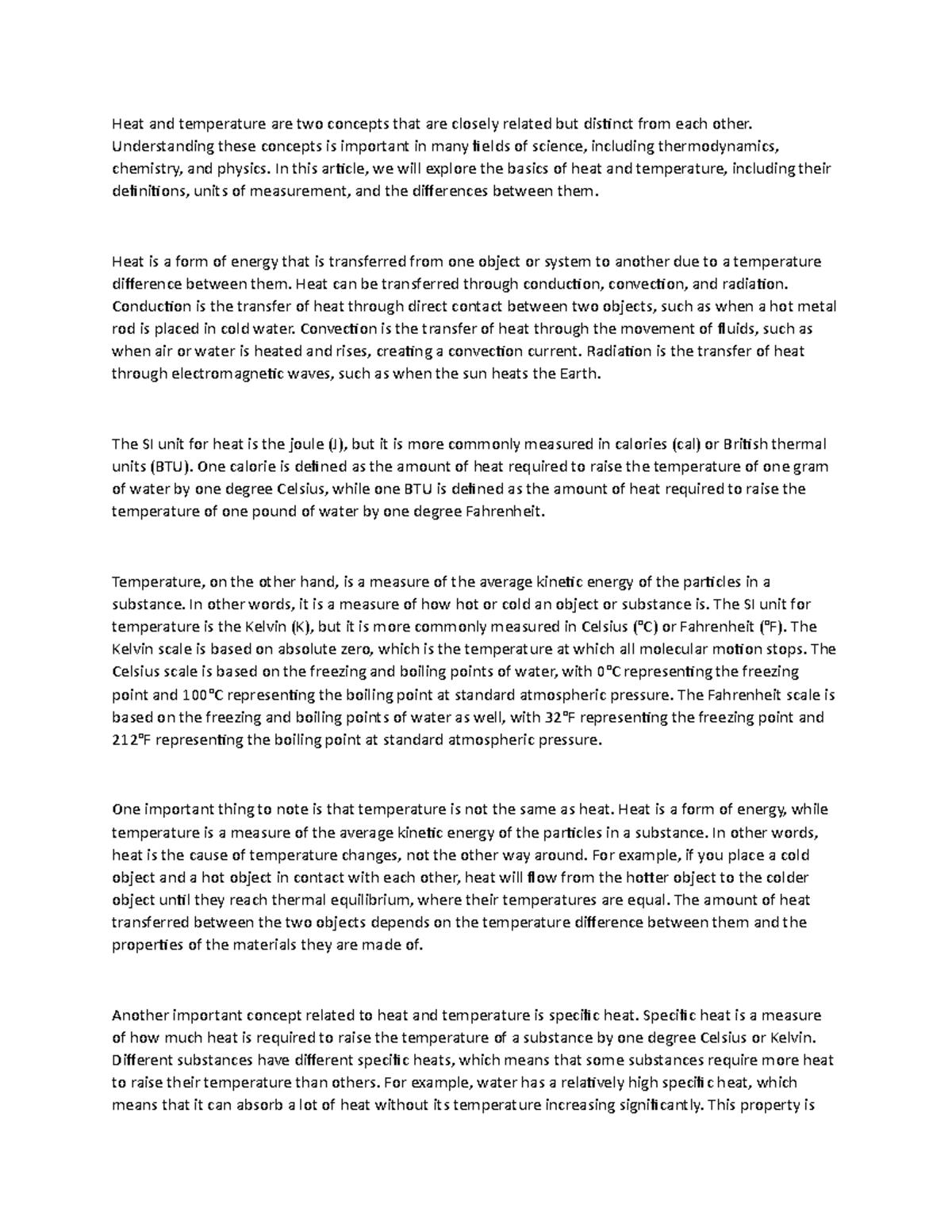 Understanding Heat vs. Temperature: Key Concepts Explained - Studocu