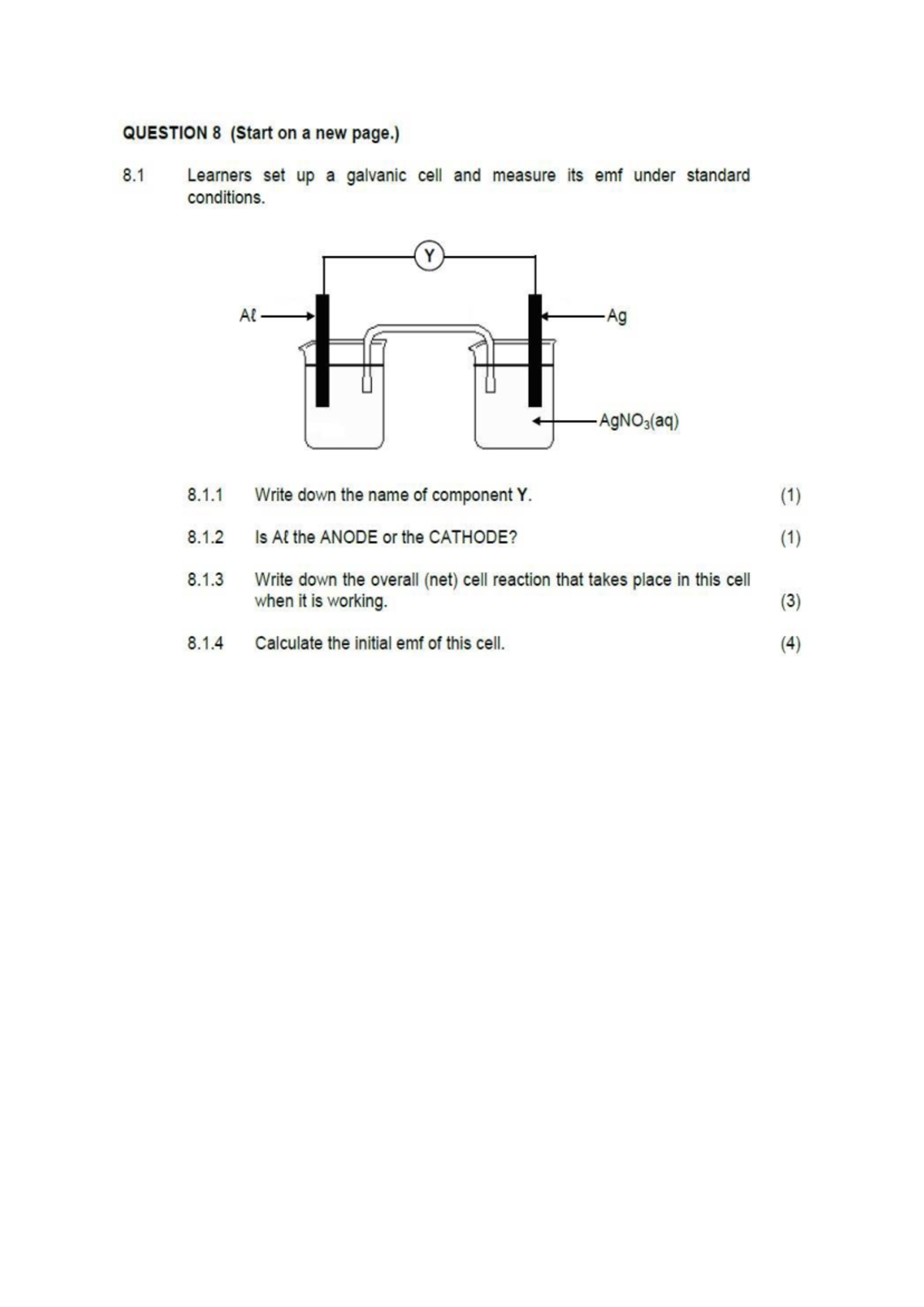 Grade 12 Electricity: Galvanic Cell Setup & EMF Calculations - Studocu