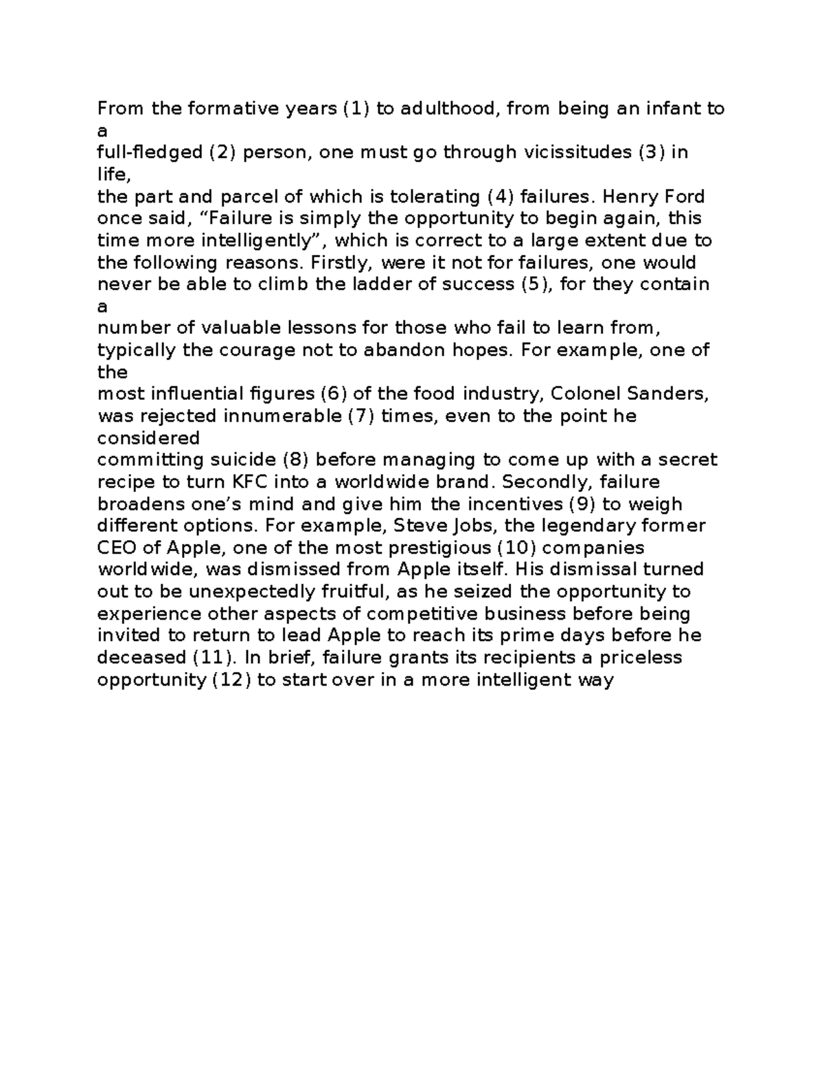 The Role of Failure in Personal Growth and Success - Studocu