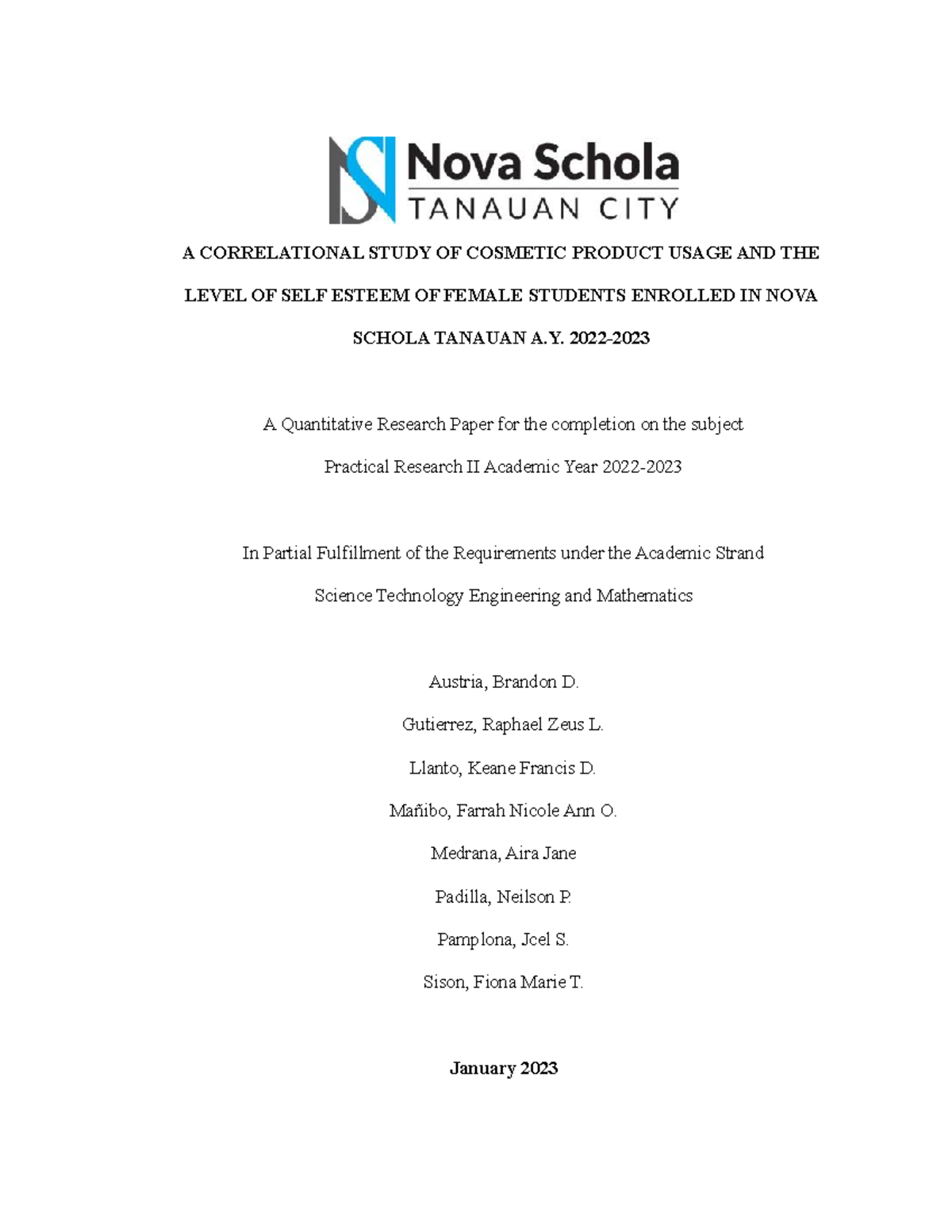 A Correlational Study on Cosmetics & Self-Esteem in Practical Research ...