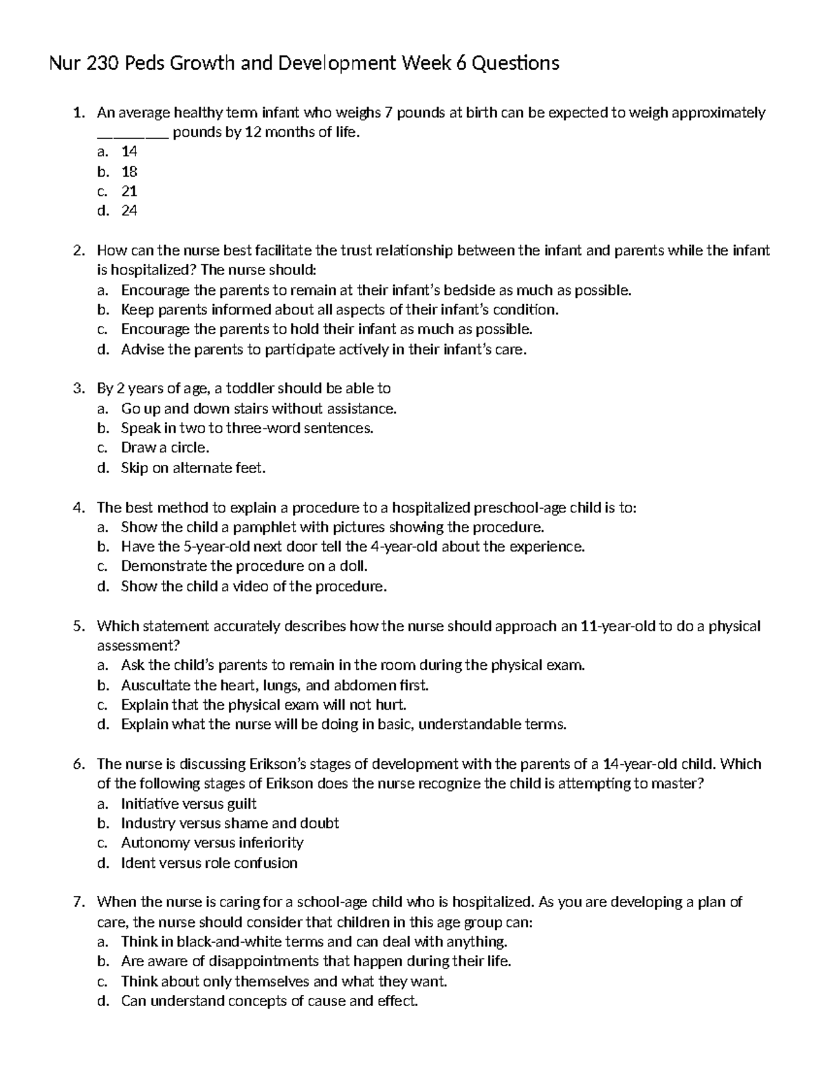 Nur+230+Peds+Growth+and+Development+Week+6+Questions - Nur 230 Peds ...