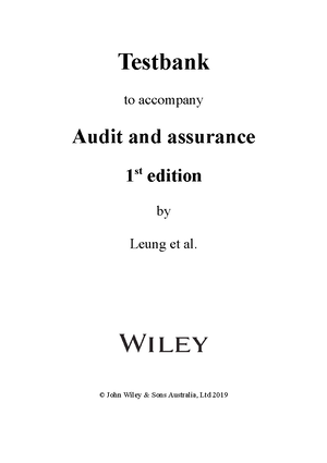 Solutions - Test Bank - Chapter 6: The auditor's report Multiple-choice ...