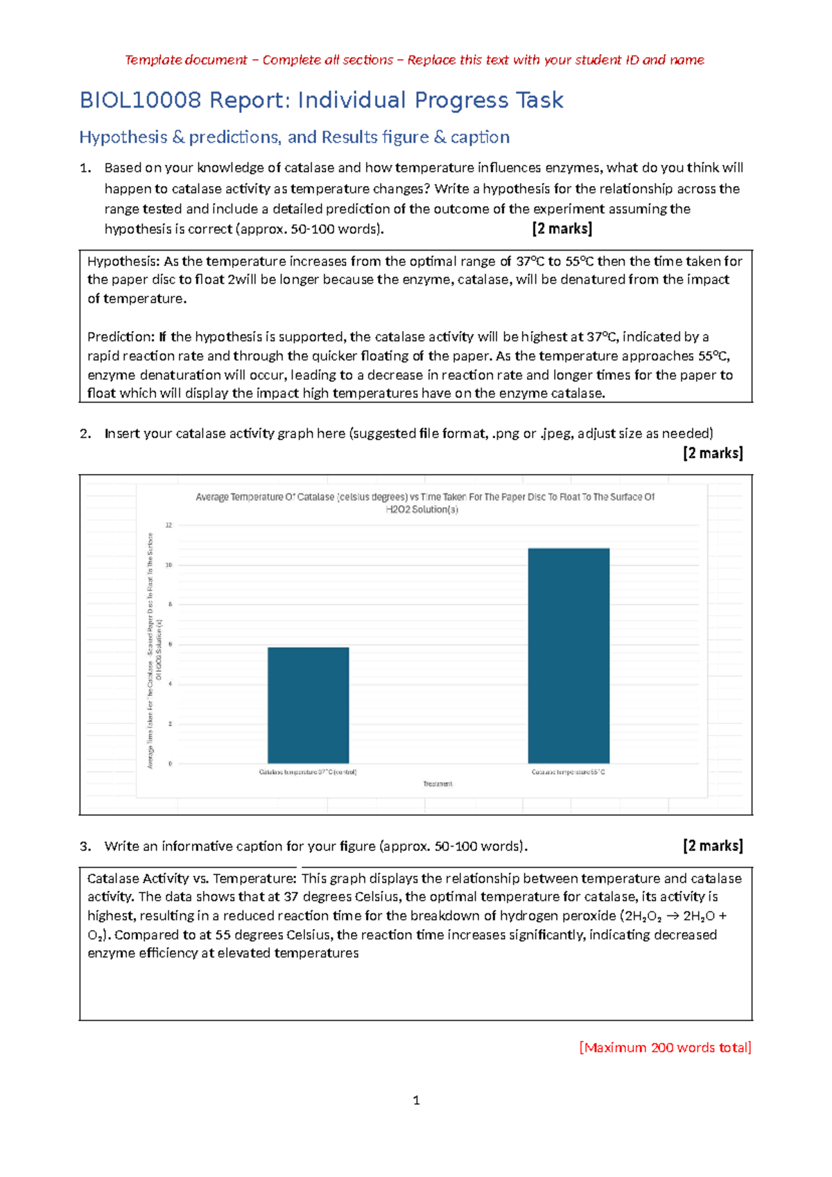 BIOL10008 Individual Progress Task: Catalase Activity & Temperature ...