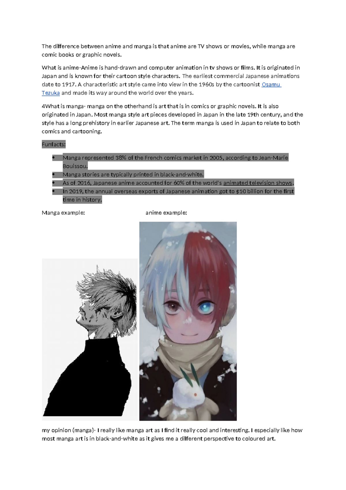 Art Homework: Exploring the Differences Between Anime and Manga - Studocu