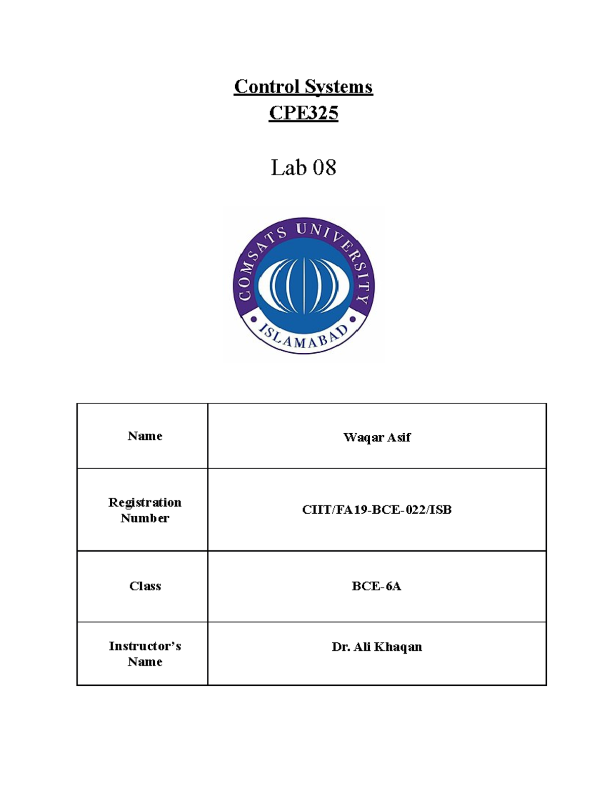 CPE Control Systems Lab 08: Steady State Error Analysis and Design ...