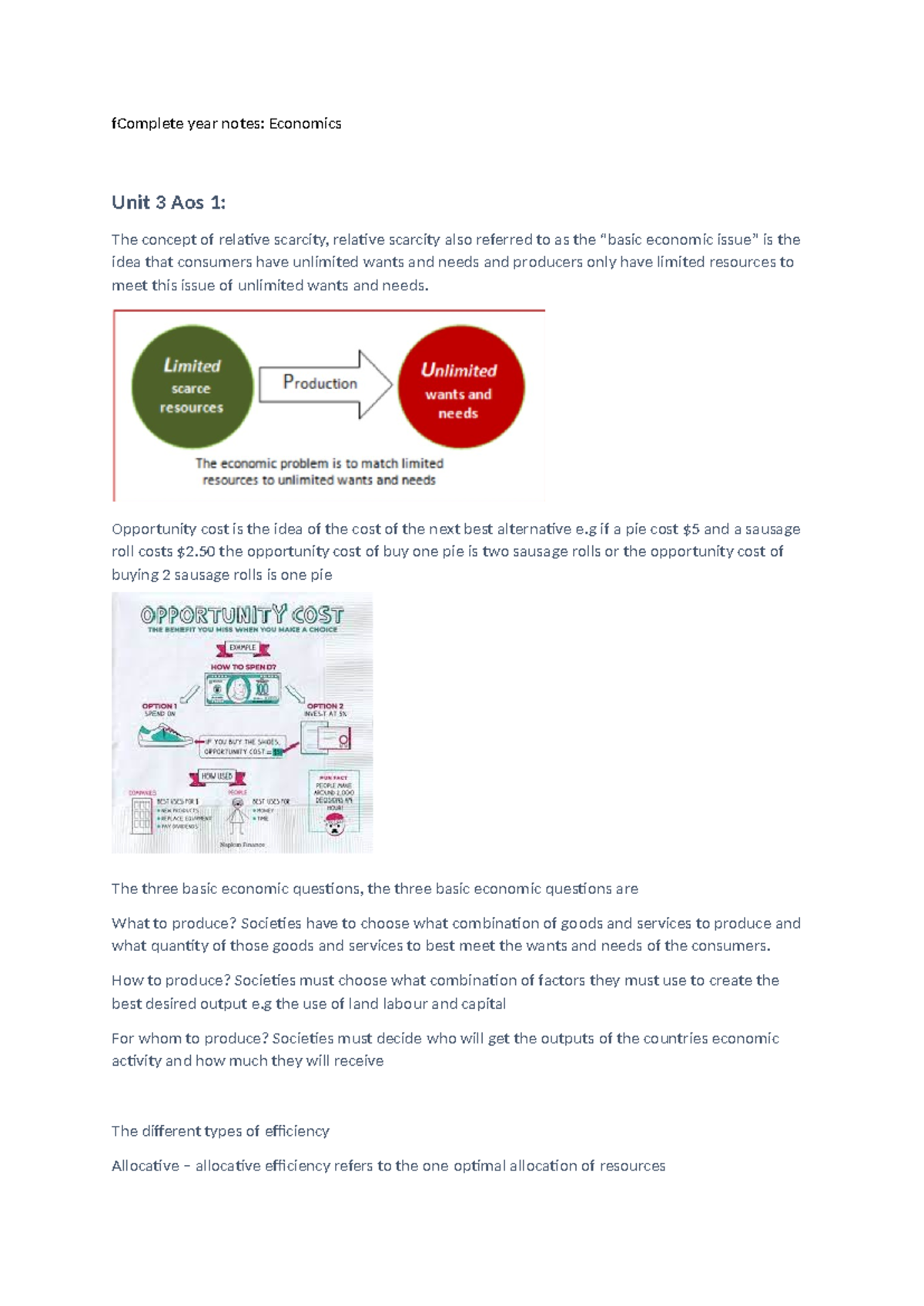 Economics Unit 3 AOS 1 & 2: Comprehensive Exam Prep Notes - Studocu