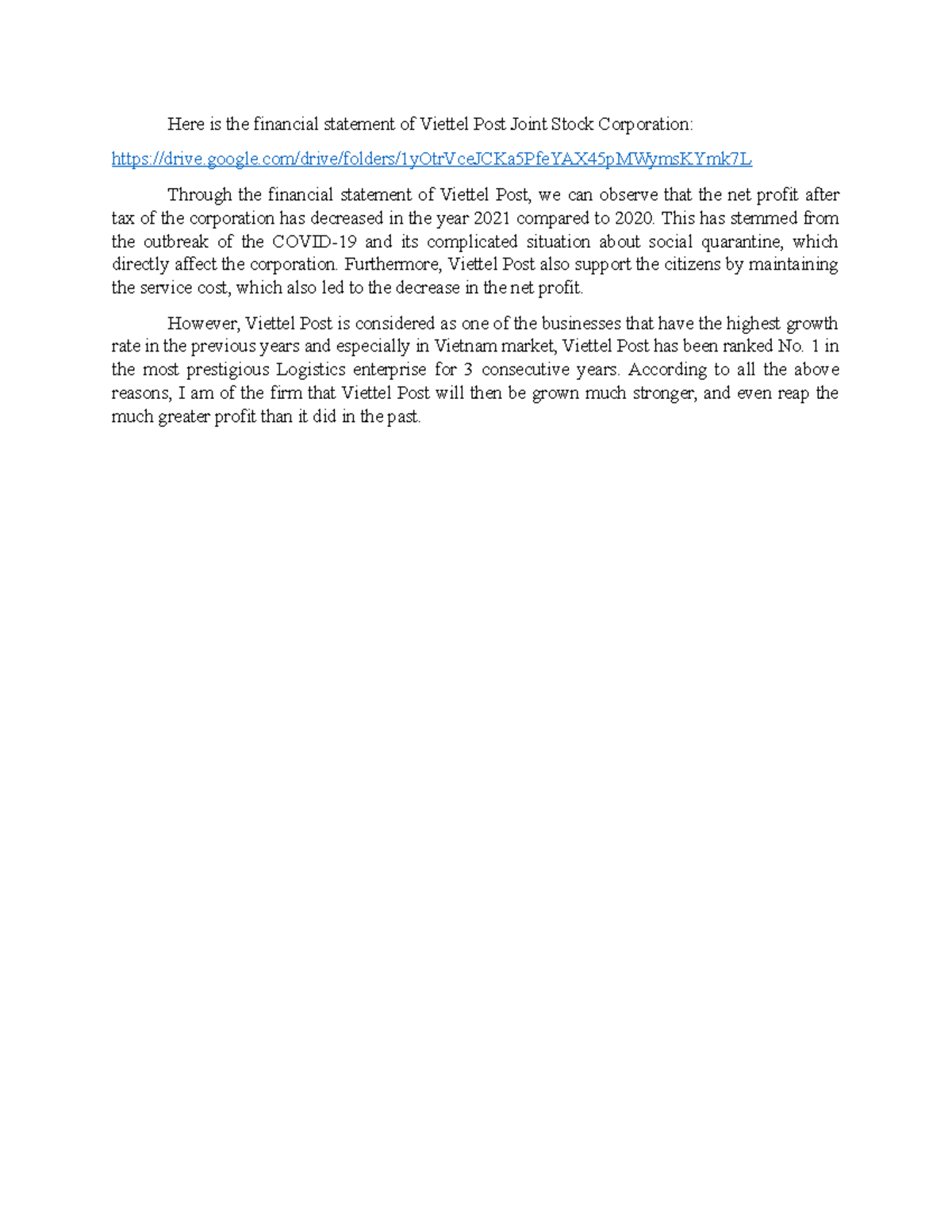 MIS-HW2-Q5 - MIS - Here is the financial statement of Viettel Post ...