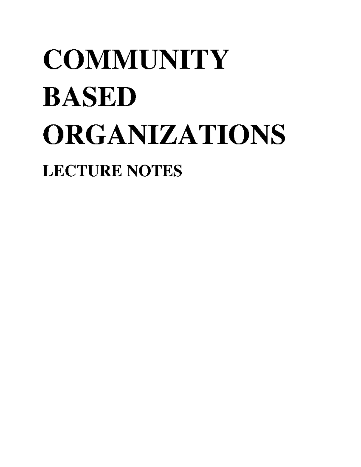 12805 Community-Based Organizations Lecture Notes - Studocu
