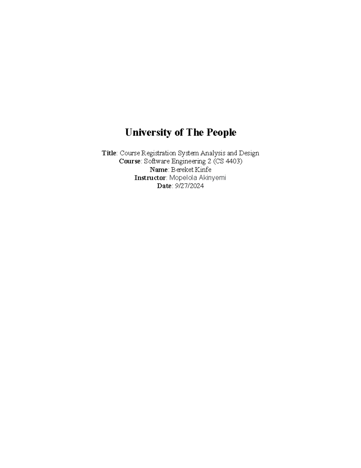 CS 4403 Learning Journal: Analysis of Course Registration System - Studocu