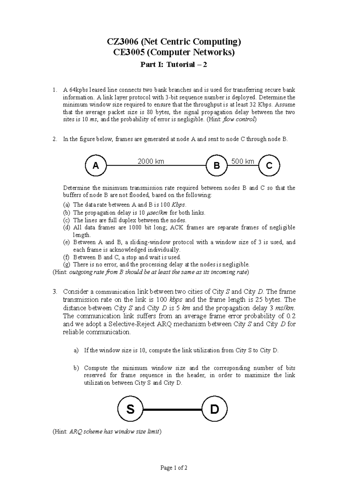 Part 1-Tutorial 2-Questions - Page 1 of 2 CZ3006 (Net Centric Computing ...
