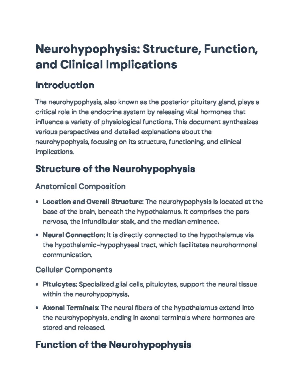 Neurohypophysis: Structure, Function & Clinical Implications (BIO 101 ...