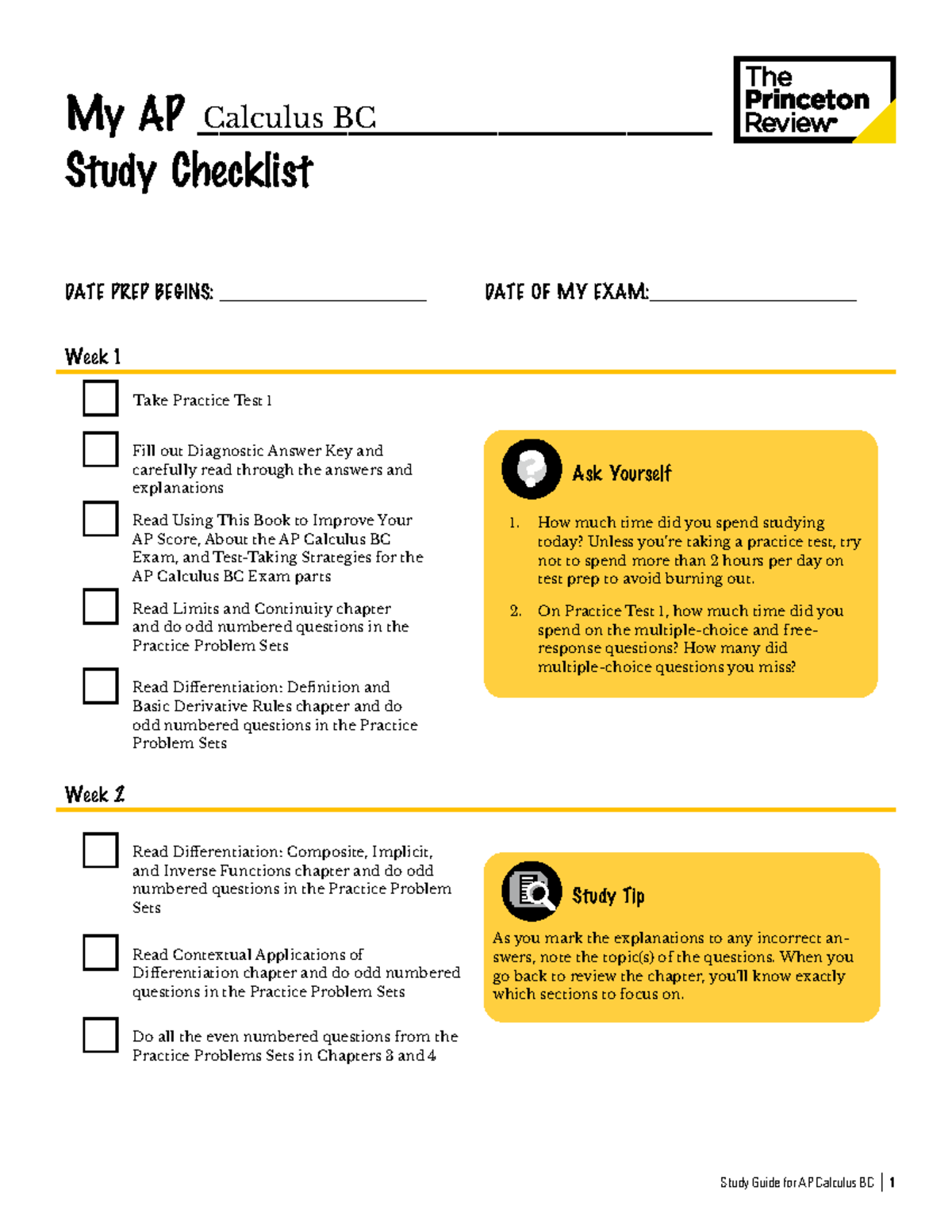 AP Calculus BC 7-Week Study Guide and Practice Tests - Studocu