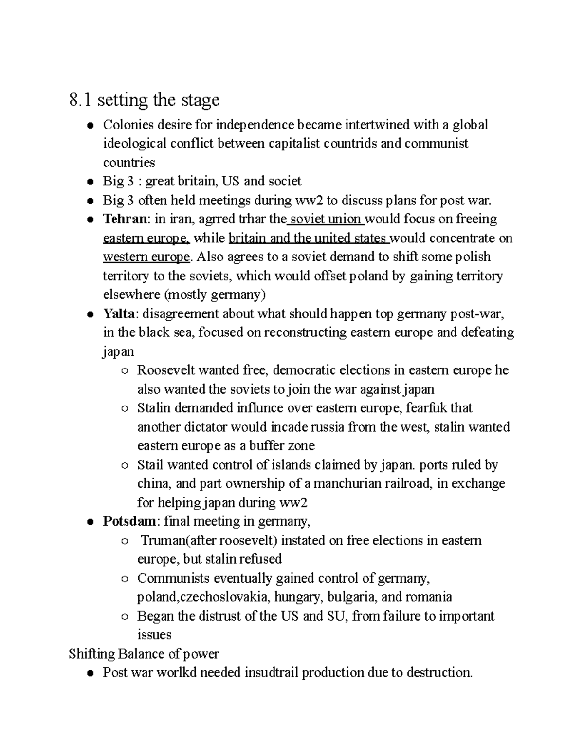 WHAP Unit 8 Cold War Overview and Key Events Notes - Studocu