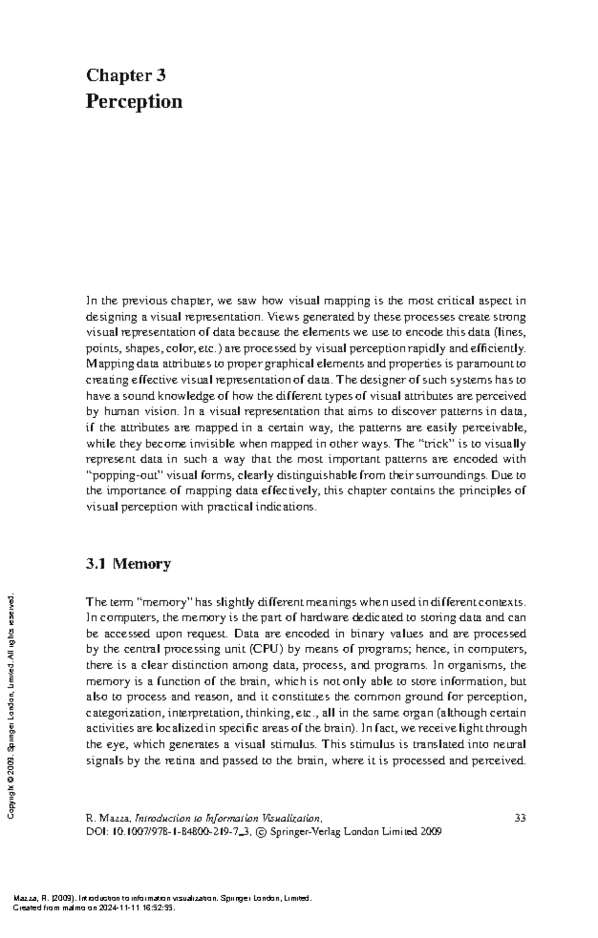 Chapter 3: Perception in Information Visualization (Course Code: IV 101 ...