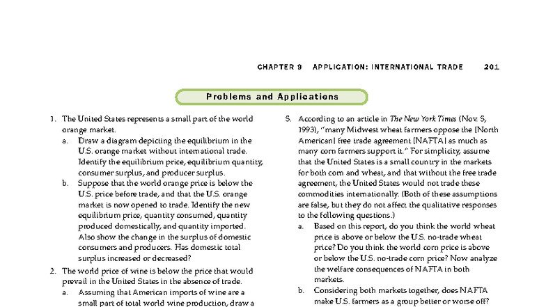 CHAPTER 9: APPLICATIONS IN INTERNATIONAL TRADE - Problems & Solutions - Studocu